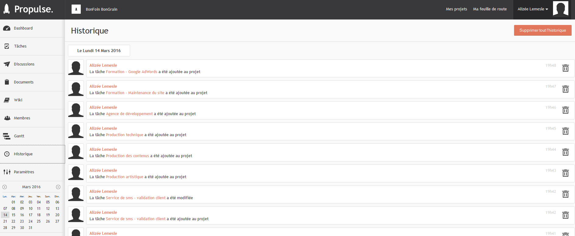Propulse, outil de gestion de projet – Gestion de projets en communication